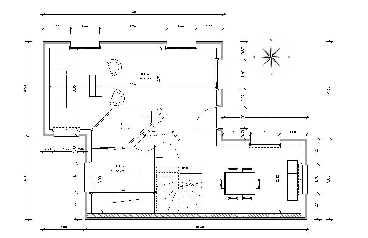 Plan en 2D et 3D mise en scène, Coupe, vu et rendu en 3D. Fait avec le ...